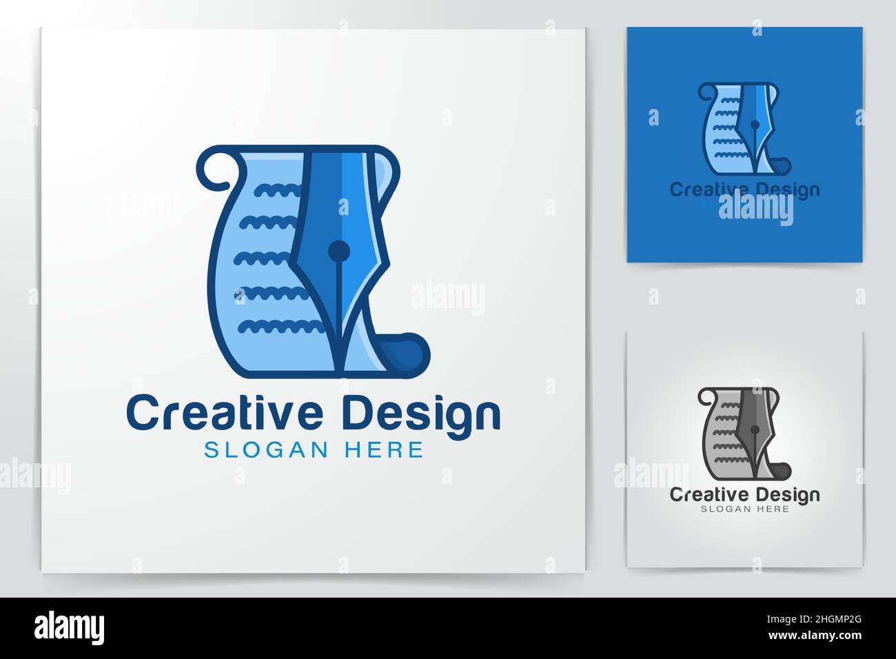 feather and paper sheet logo Ideas. Inspiration logo design. Template ...