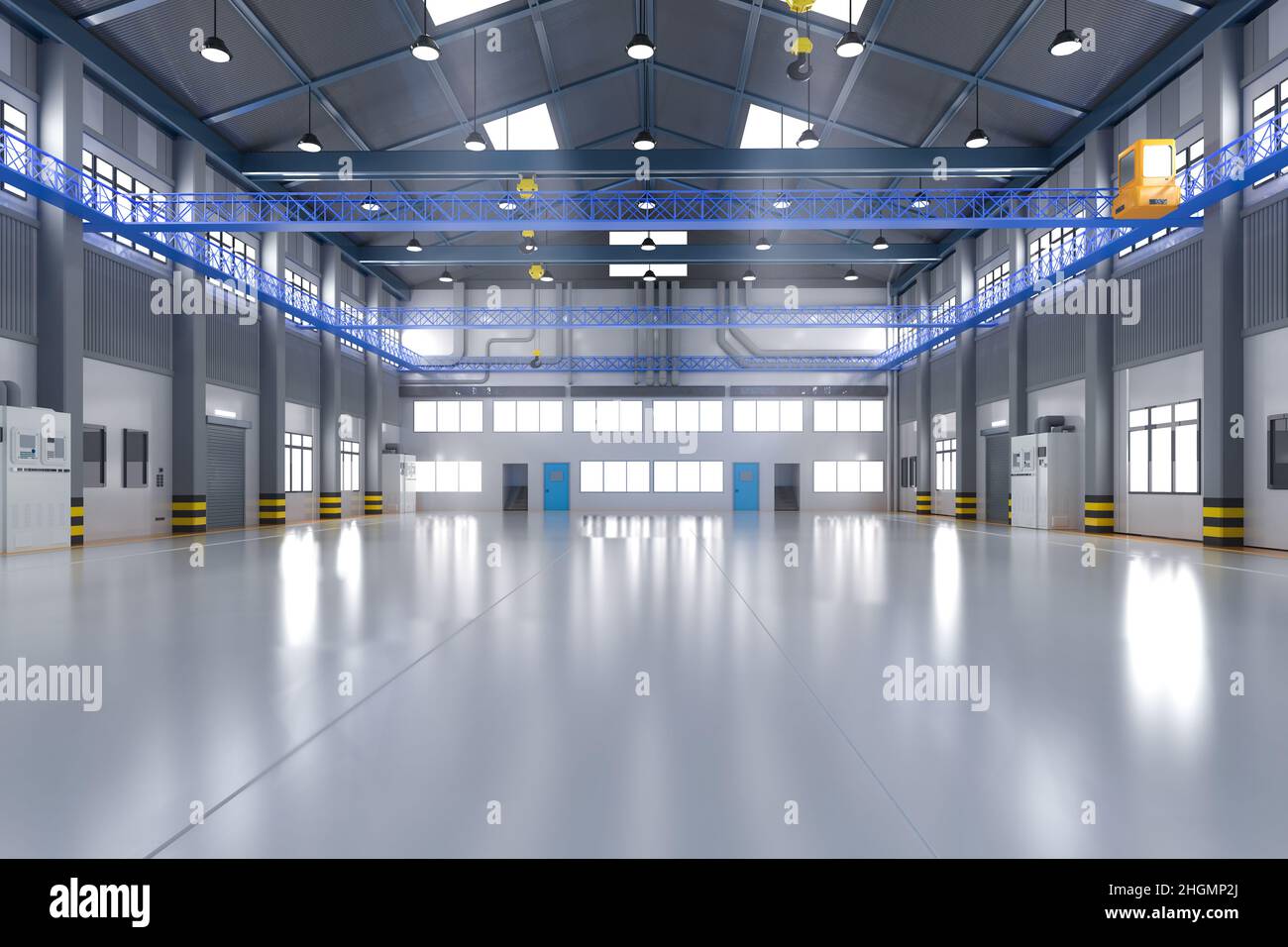 3d rendering empty factory interior or storehouse Stock Photo - Alamy