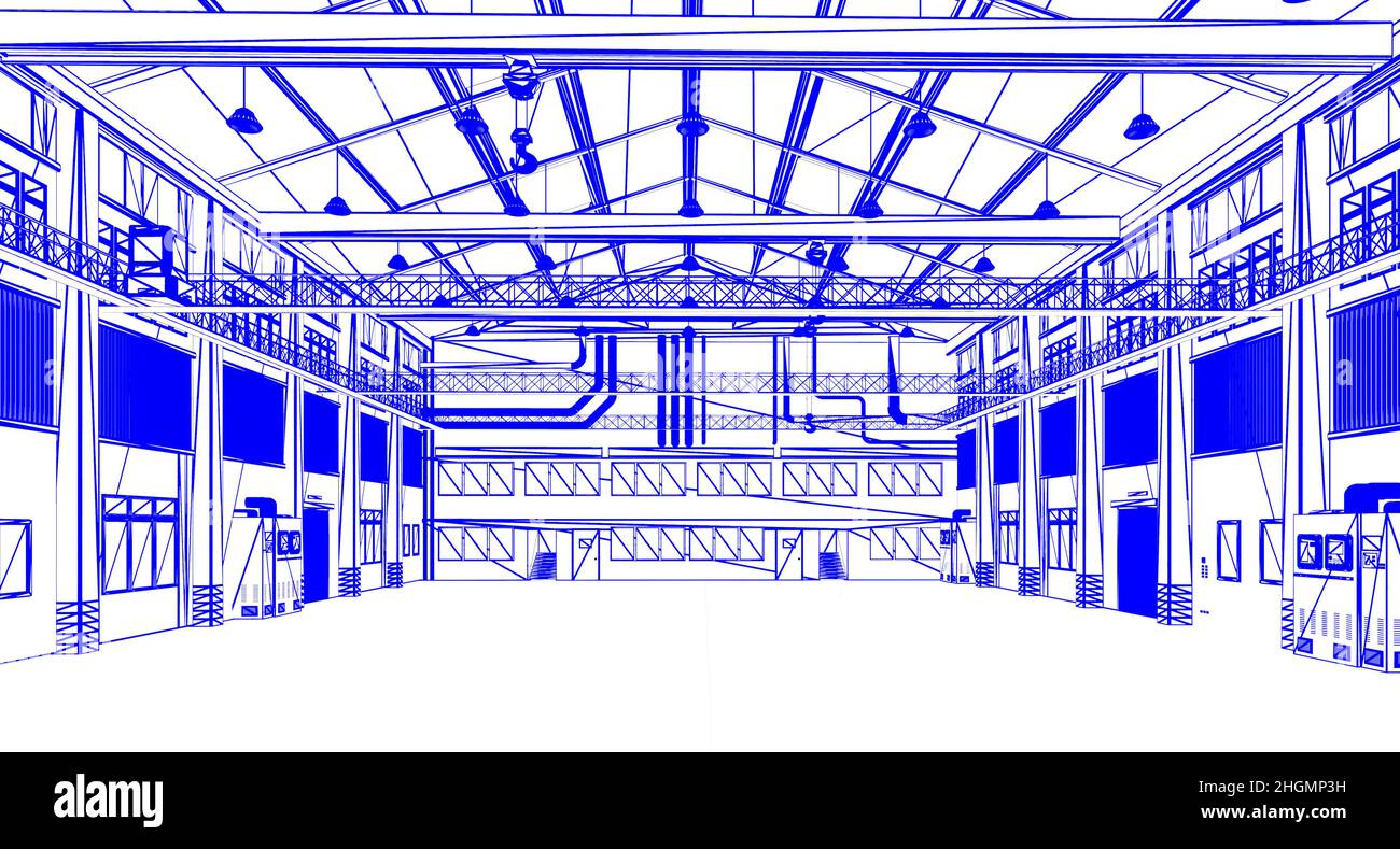 3d rendering empty factory interior or storehouse Stock Photo - Alamy