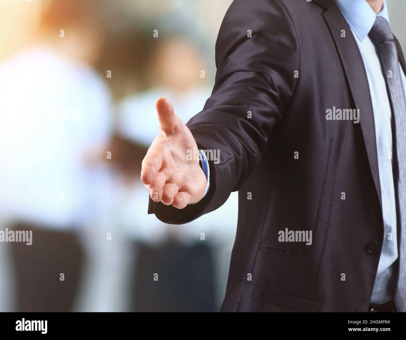 business man with an open hand Stock Photo - Alamy