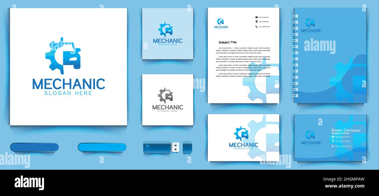 gear and car, repair logo Designs business branding package Inspiration ...