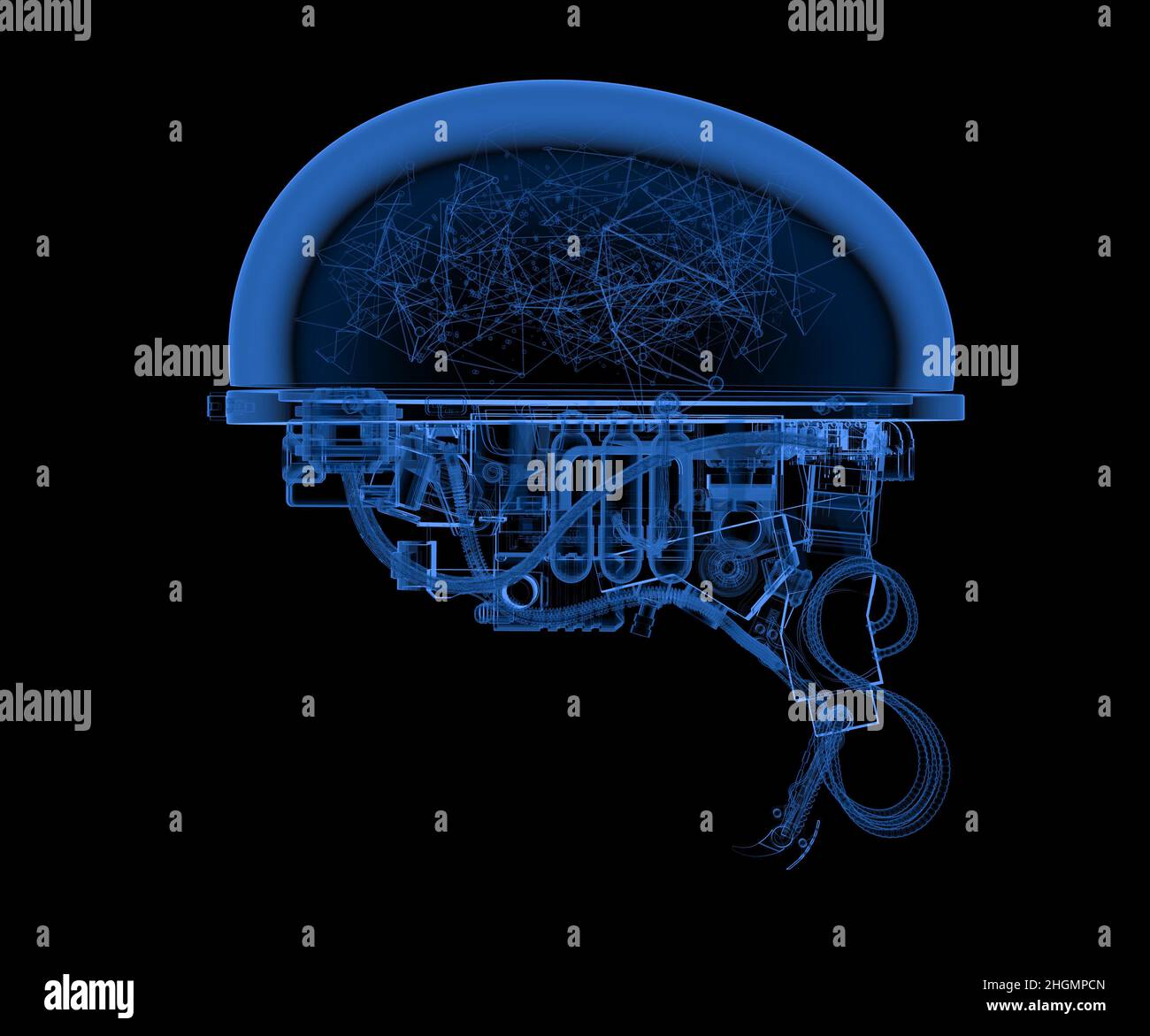 AI brain with 3d rendering x-ray electronic brain with connection line ...