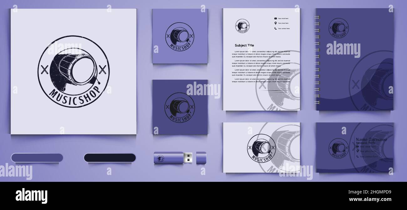 drum, music shop, musical logo and business branding template Designs ...