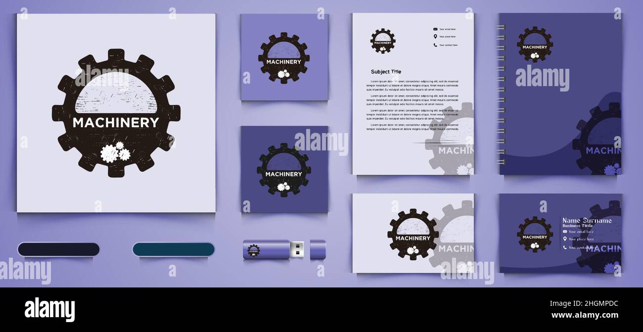vintage gear machinery logo label and business branding template ...