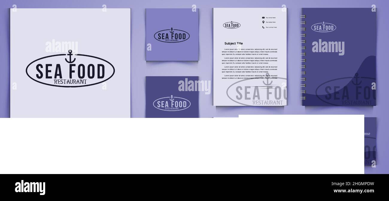 Nautical, sea food restaurant logo and business branding template ...