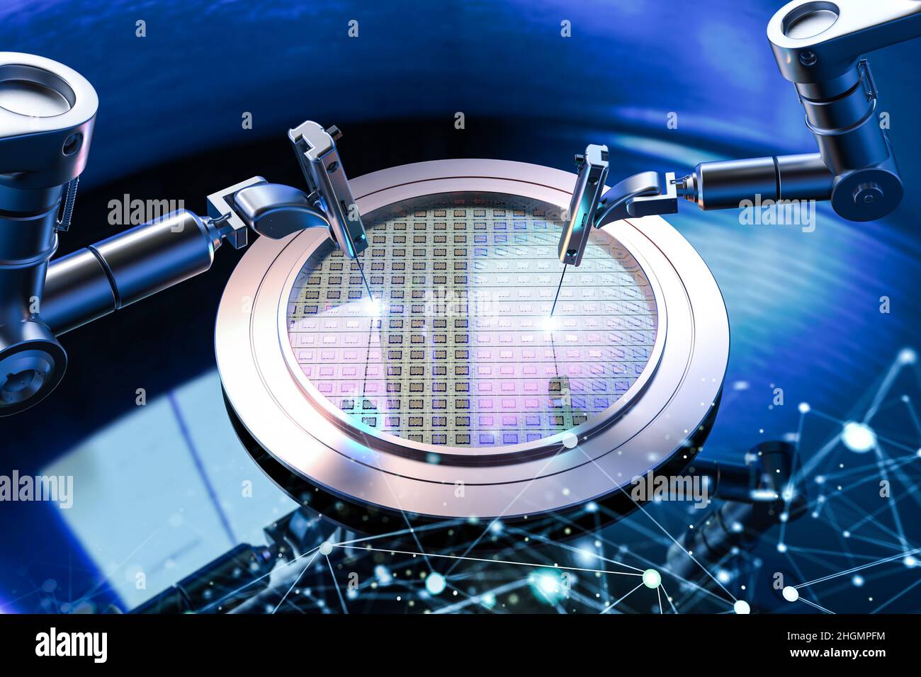 3d rendering robotic arms with silicon wafers for semiconductor manufacturing Stock Photo - Alamy