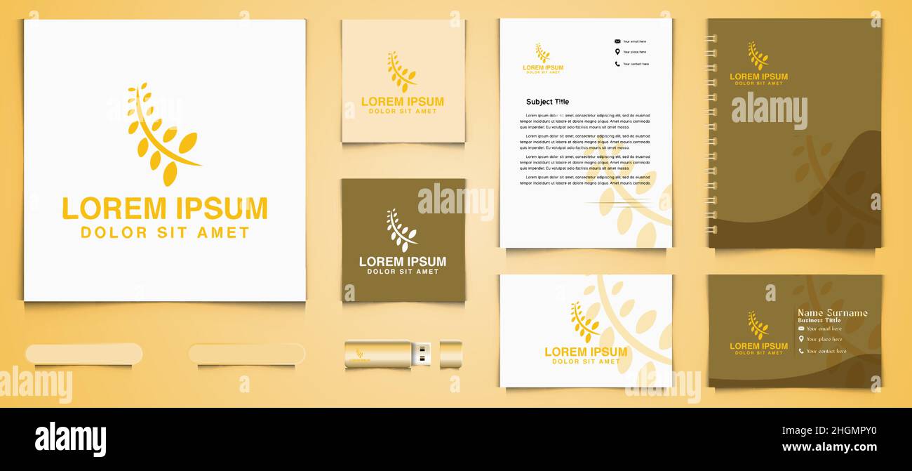 wheat grain agriculture, corn logo and business branding template ...