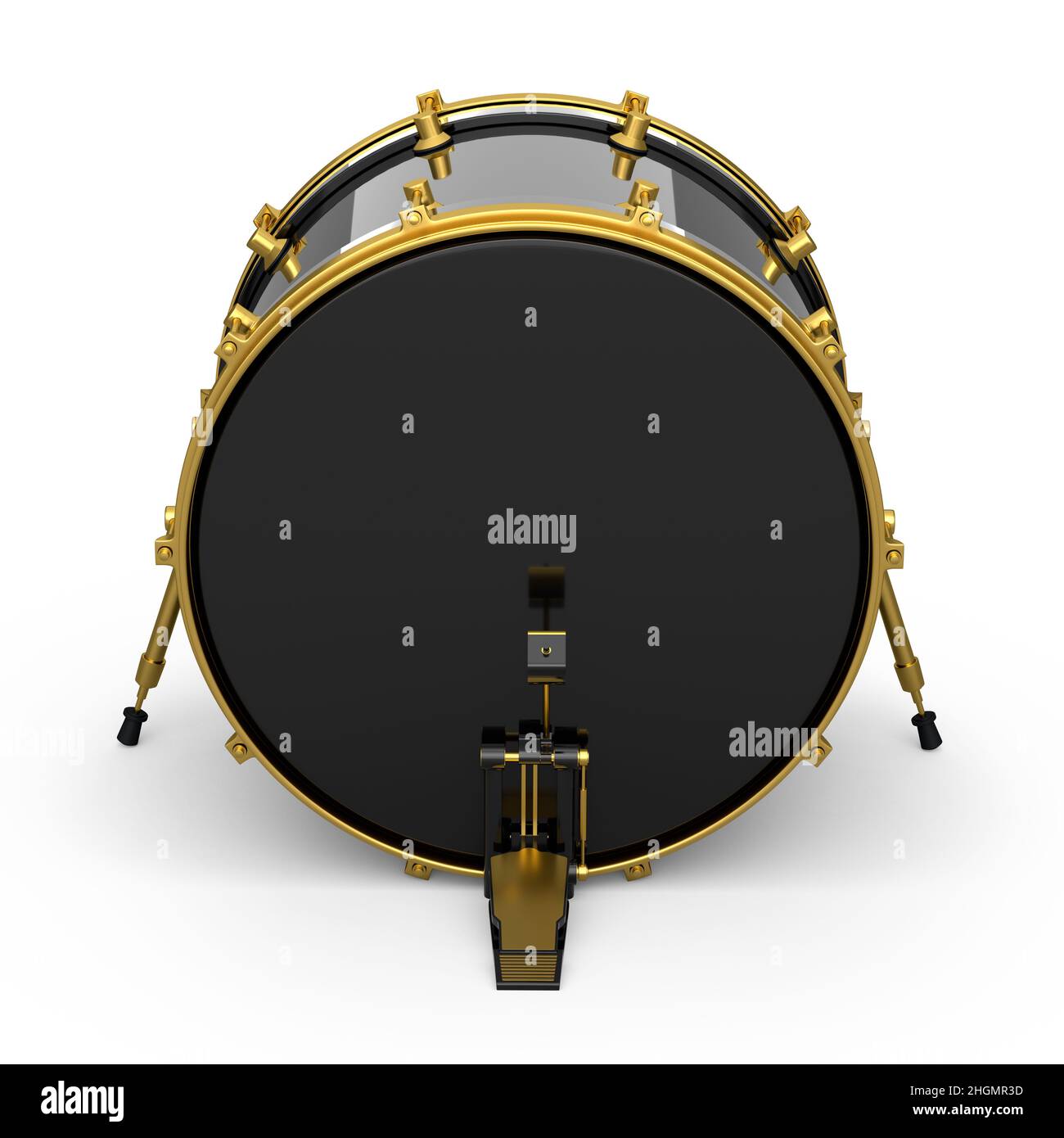 Realistic drum with pedal on white background. 3d render of musical ...