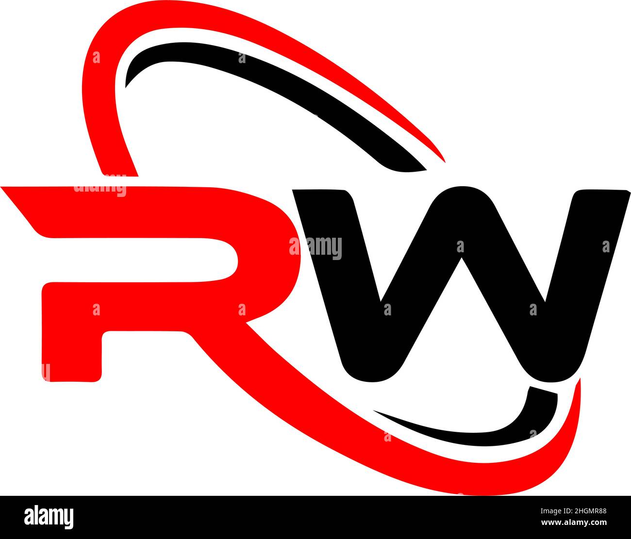 Initial letter RW logo template abstract design with red and black ...