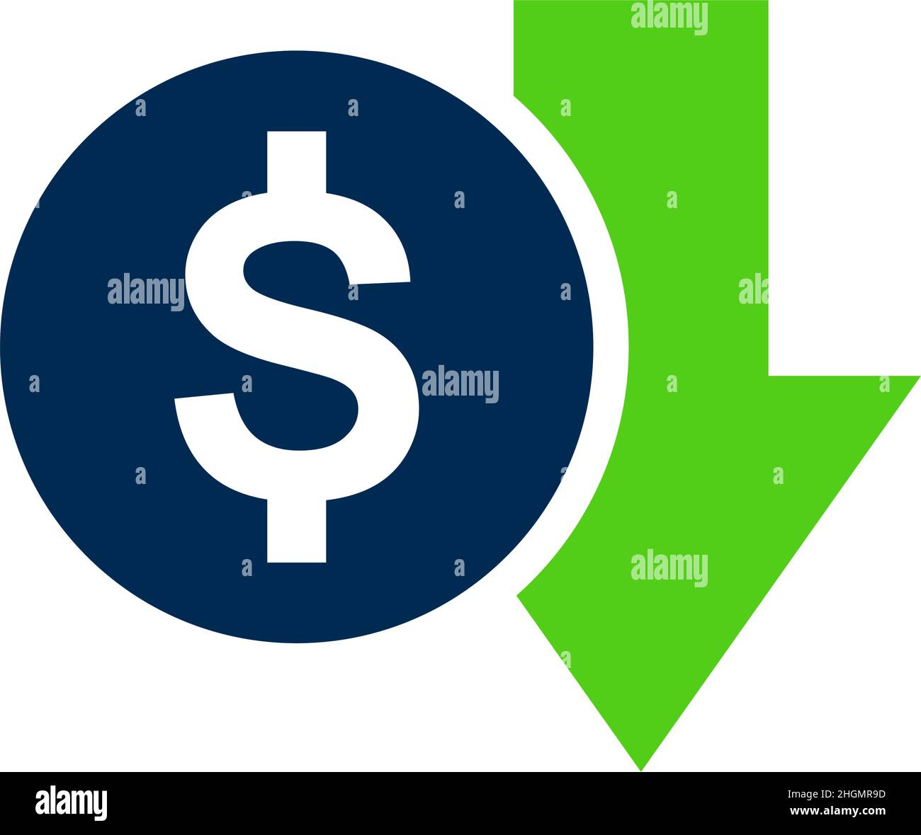 Low cost or cost reduction icon. Dollar down symbol vector illustration ...