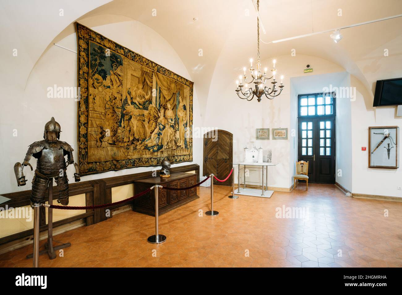 Mir, Belarus. Exposition Of Armored Room In Castle Complex Museum ...
