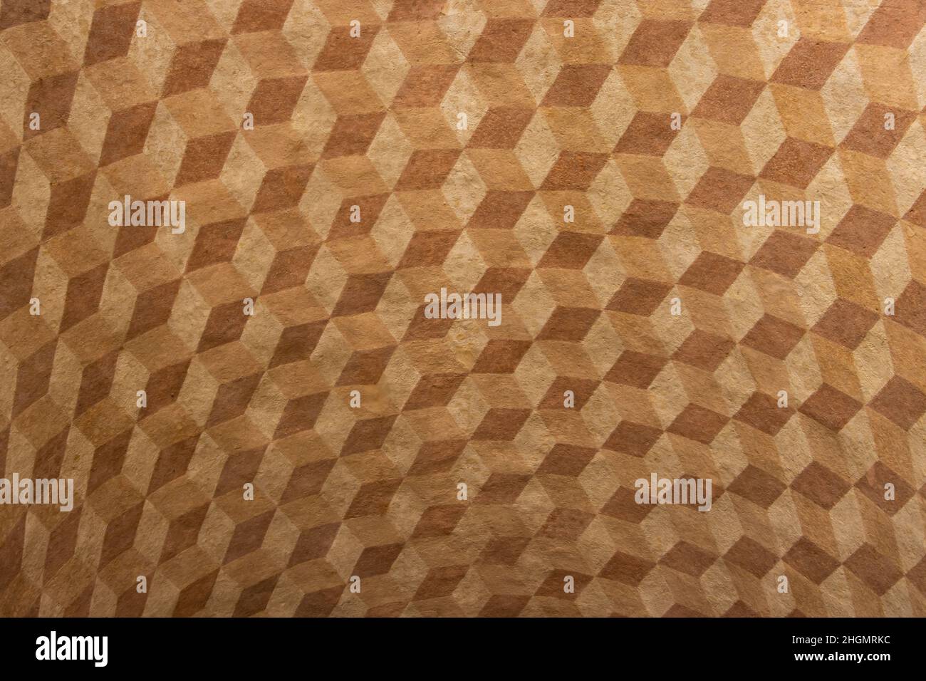 Ancient geometric hexagon pattern painted in a arch for background ...