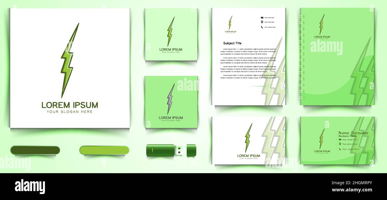Lightning minimalist modern logo and business branding template Designs ...