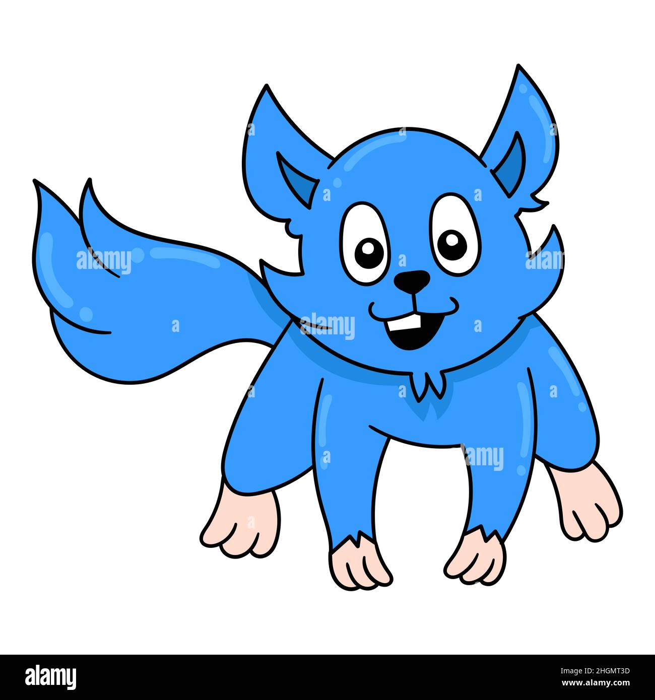 blue ferret is having a happy face, vector illustration art. doodle ...
