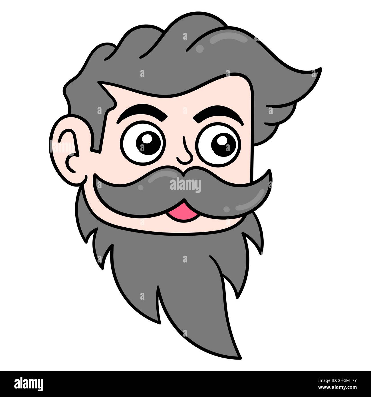 man with thick beard and mustache, vector illustration carton emoticon ...