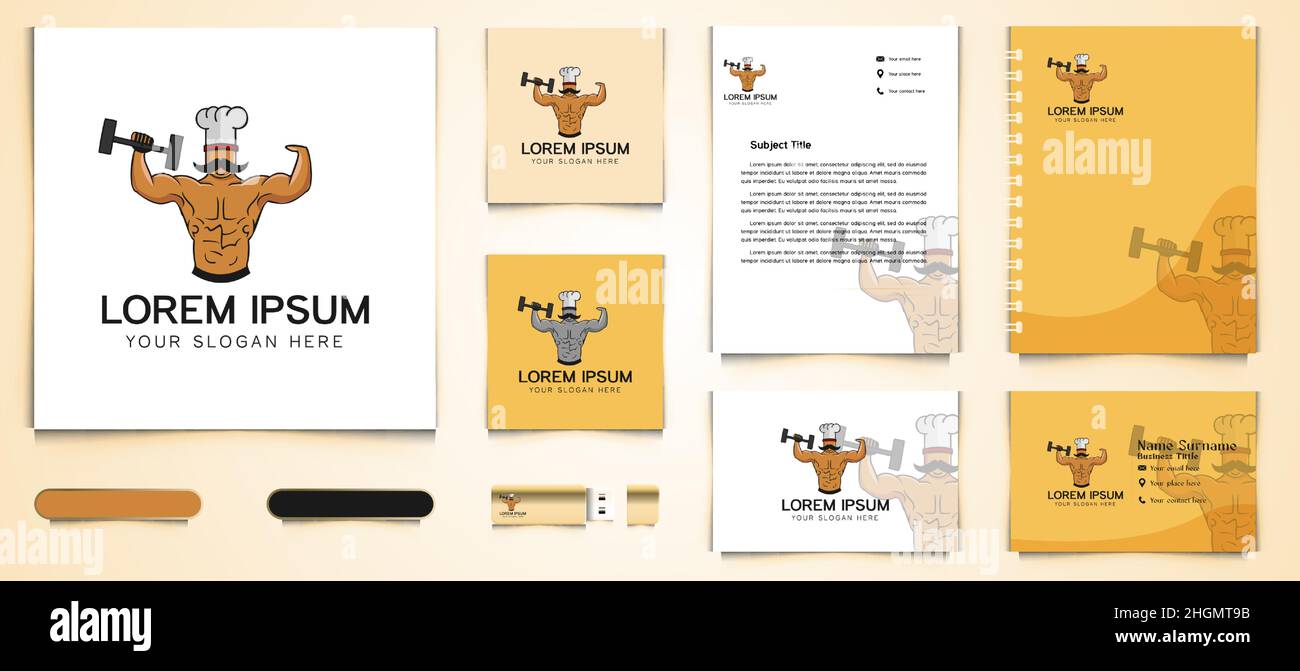 Muscle chef Logo and business card branding template design inspiration ...