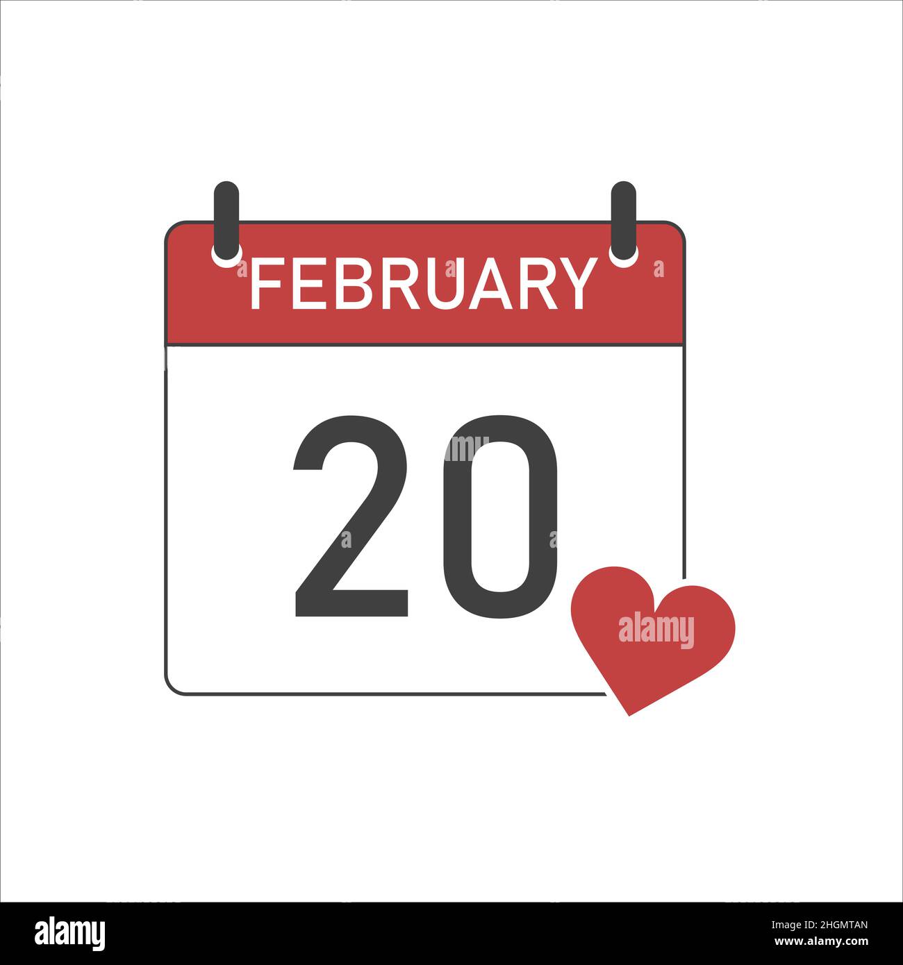February 20 date visible on a page a day organizer calendar Stock ...