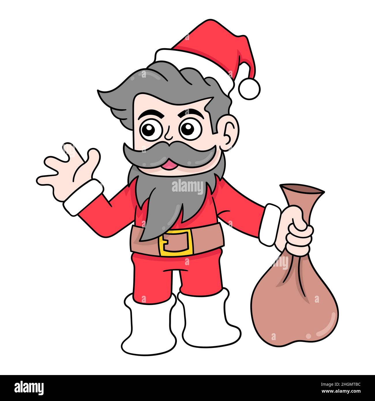 boy is in santa claus costume celebrating christmas, vector ...