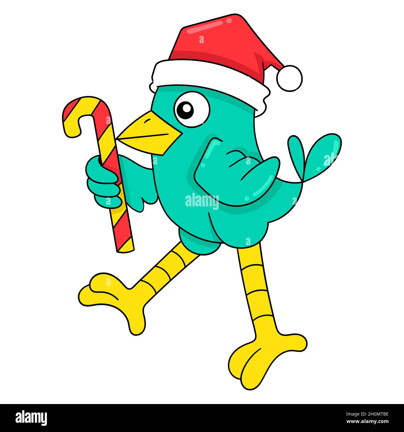 birds celebrating christmas carrying candy canes, vector illustration ...