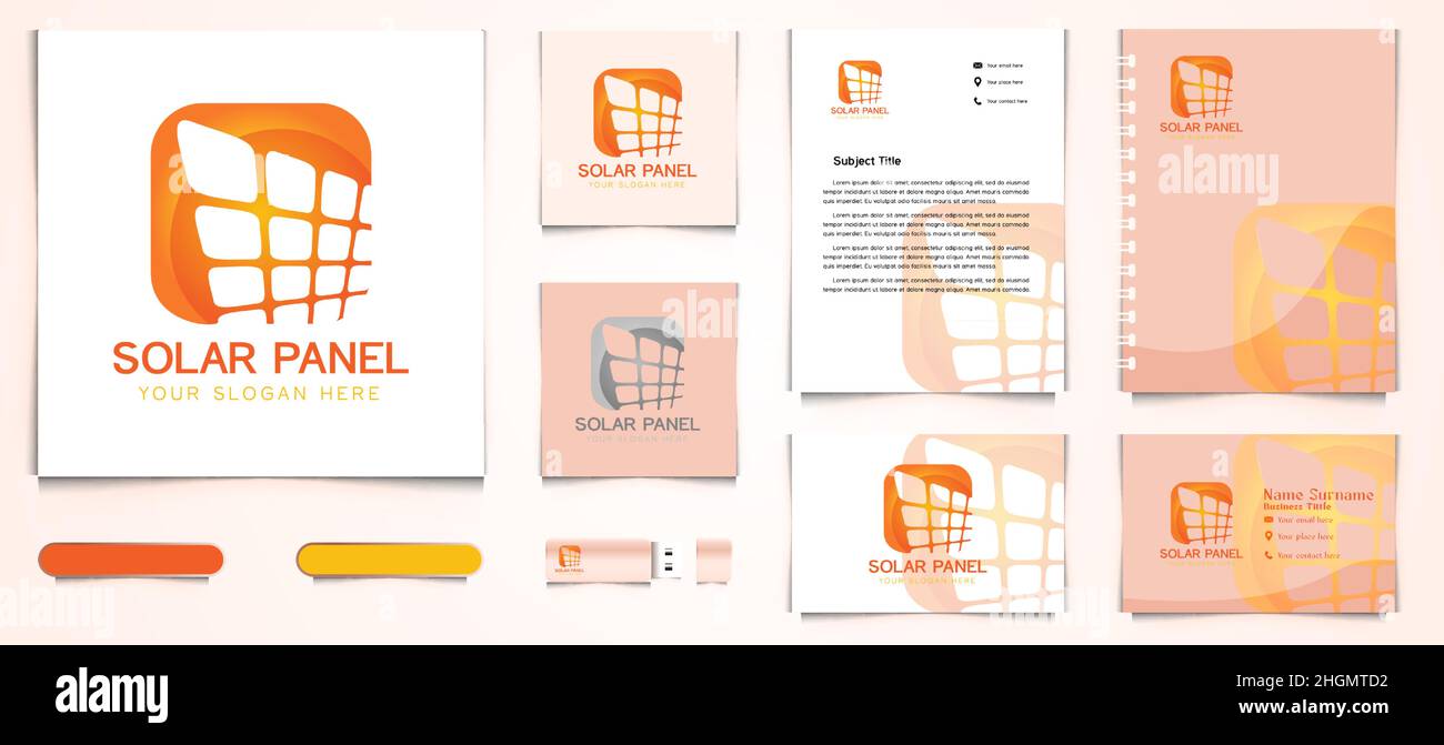 Solar panel, energy Logo and business card branding template Designs ...