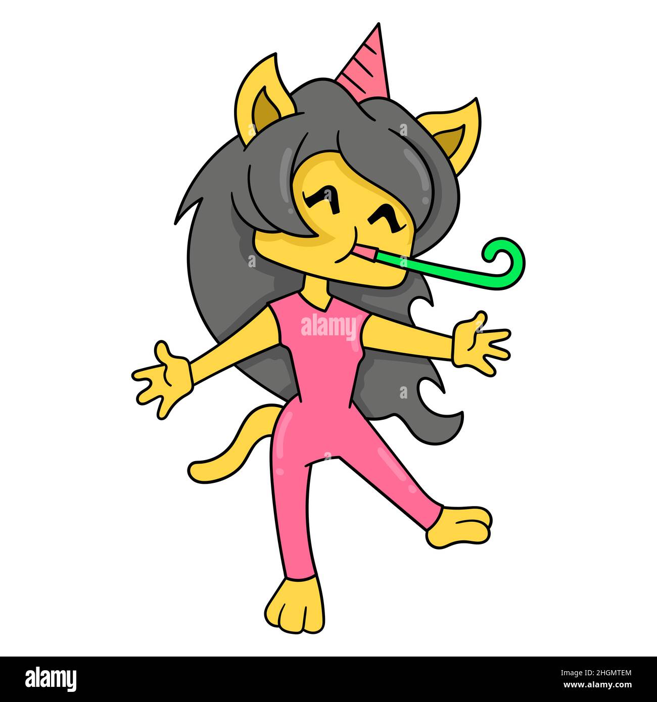 female monster celebrating birthday party, vector illustration art ...