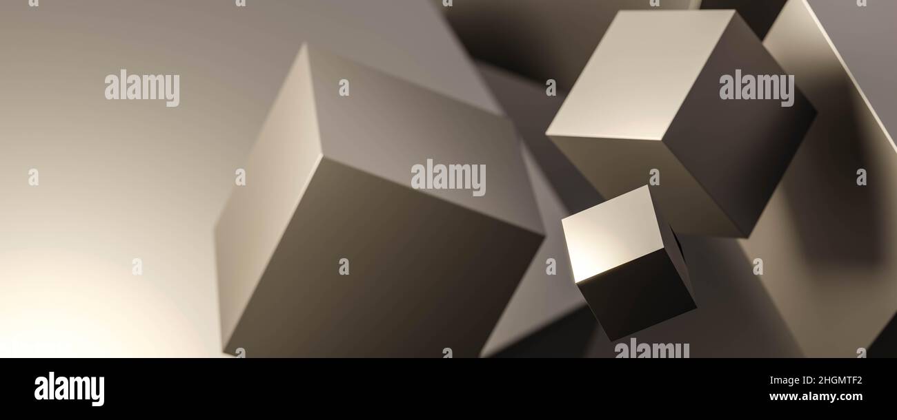 black minimalistic design cubes with warm lighting 3d render ...