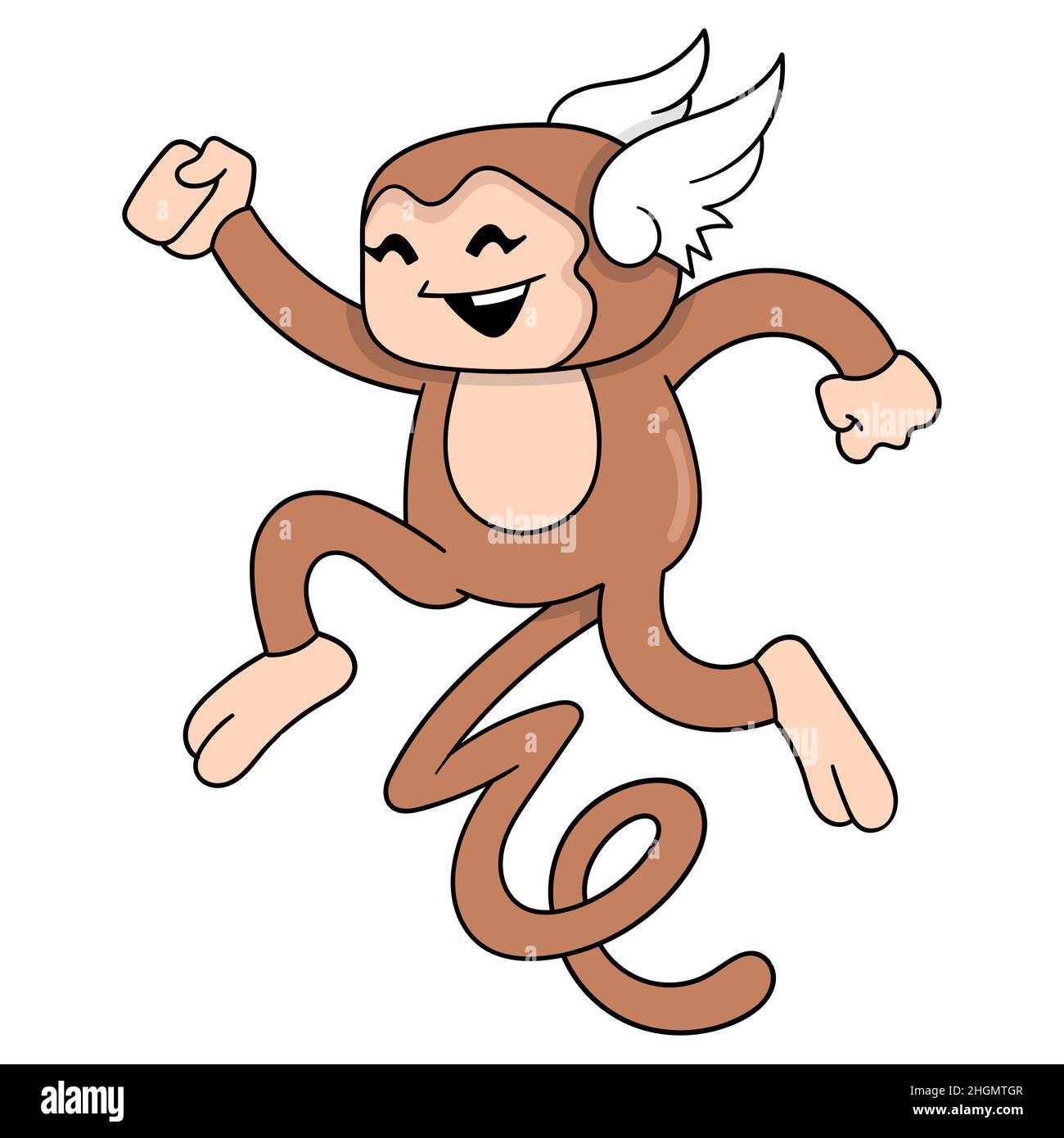 monkey child is having a happy face, vector illustration art. doodle ...