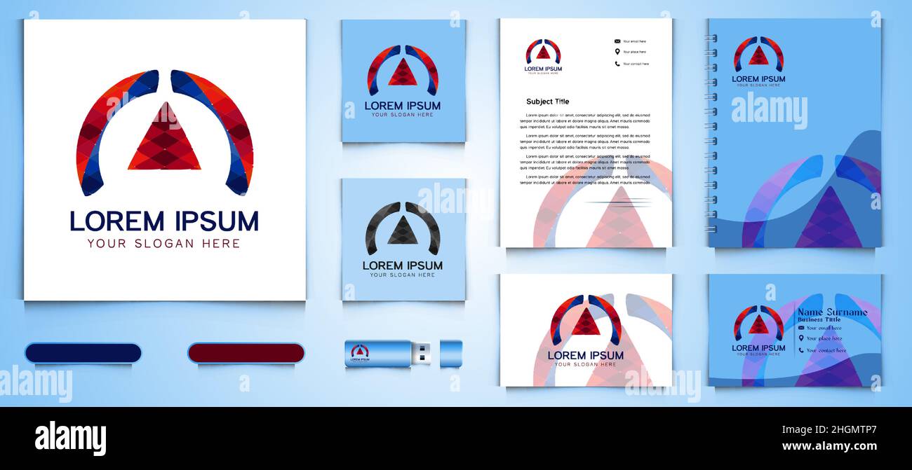 Initial A abstract Modern logo and business card branding template ...