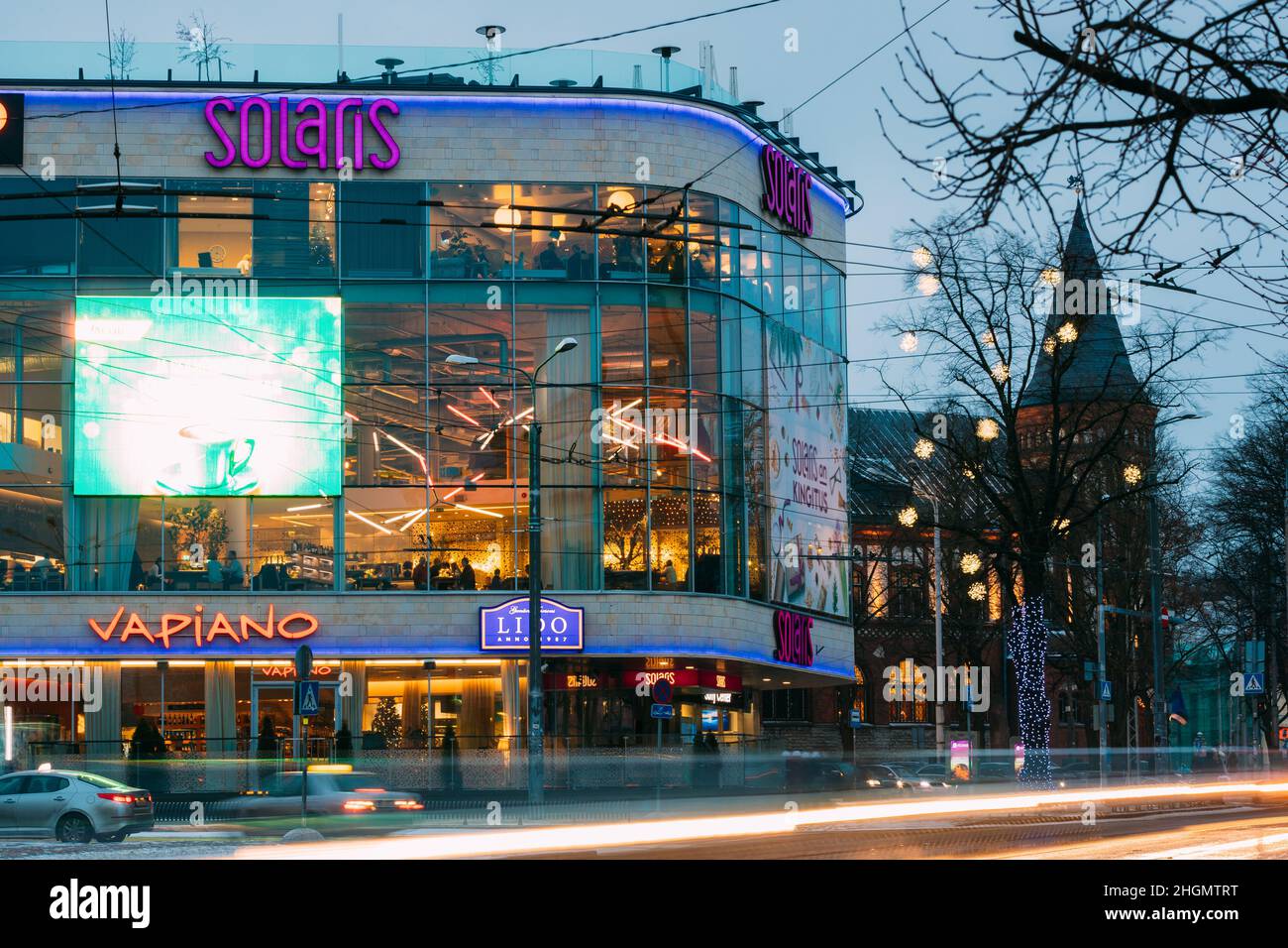 Tallinn, Estonia. Evening View Of Commercial Shopping Center Solaris ...