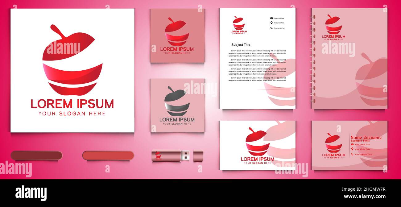 Red Apple Logo and business card branding template Designs Inspiration ...