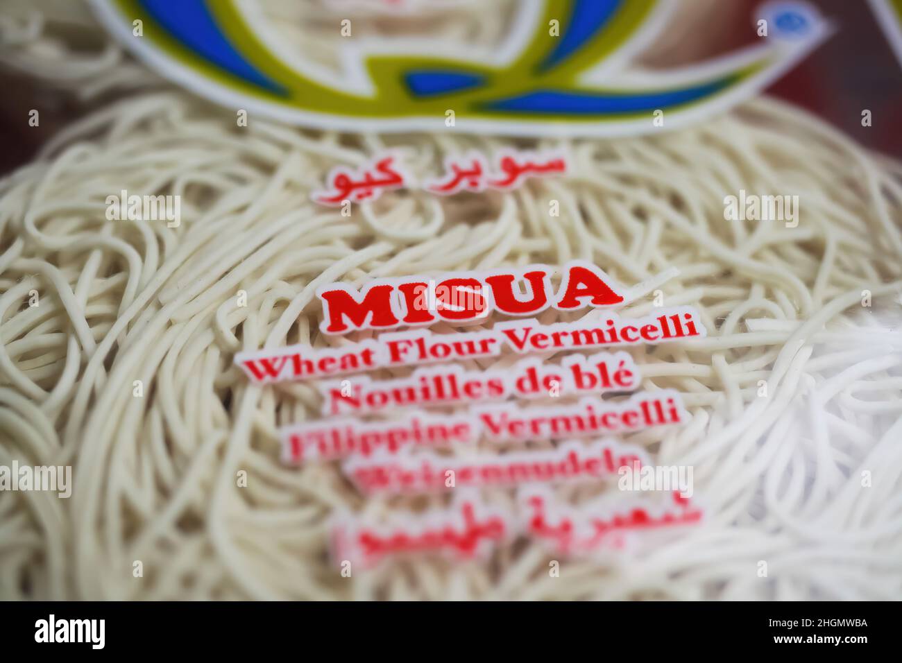 Viersen, Germany - May 9. 2021: Closeup of packet chinese misua wheat ...