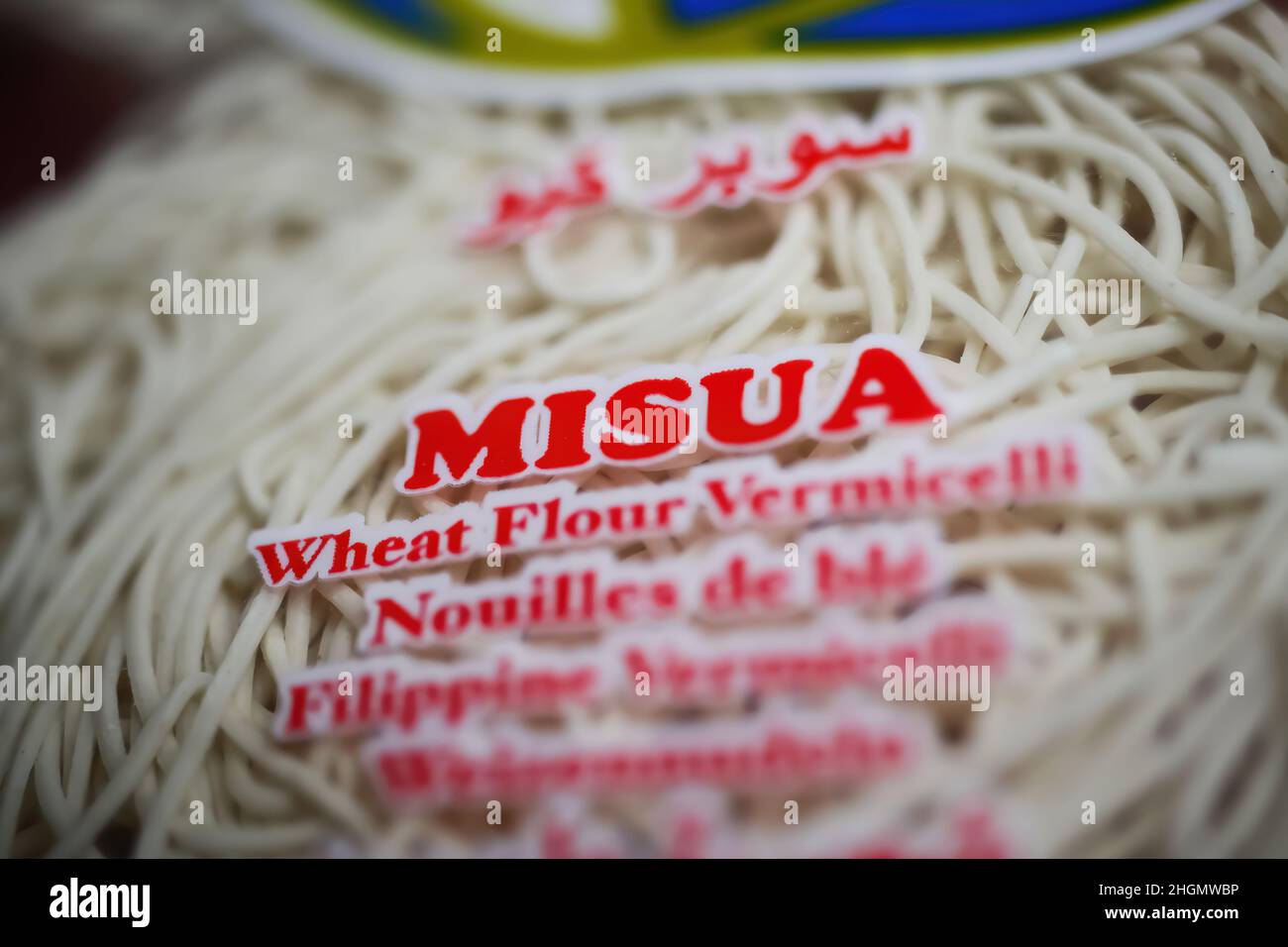 Viersen, Germany - May 9. 2021: Closeup of packet chinese misua wheat ...