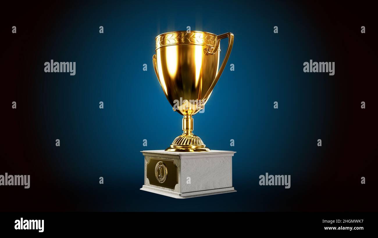 gold 1st place prize bowl on gradient bg - contest achievement - object ...