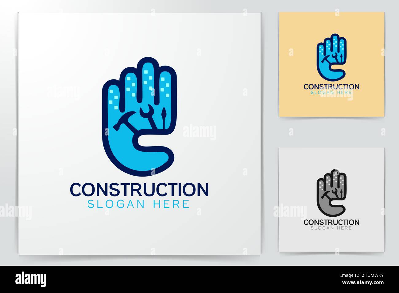 hand, repair tool, abstract town building, repair of apartments logo ...