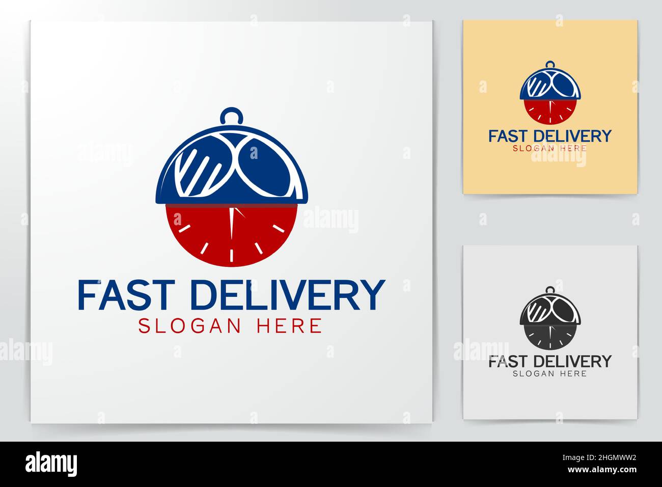 clock and cover plate, restaurant food, fast delivery logo Designs ...