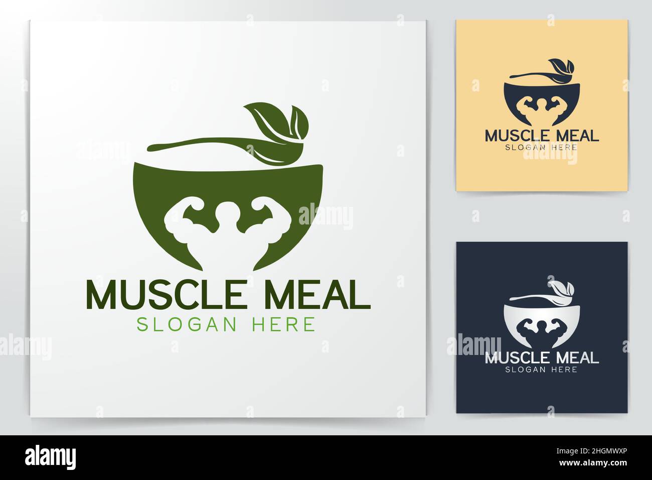 Bowl, Leaf, Spoon, Muscle, Healthy Food Logo Designs Inspiration ...
