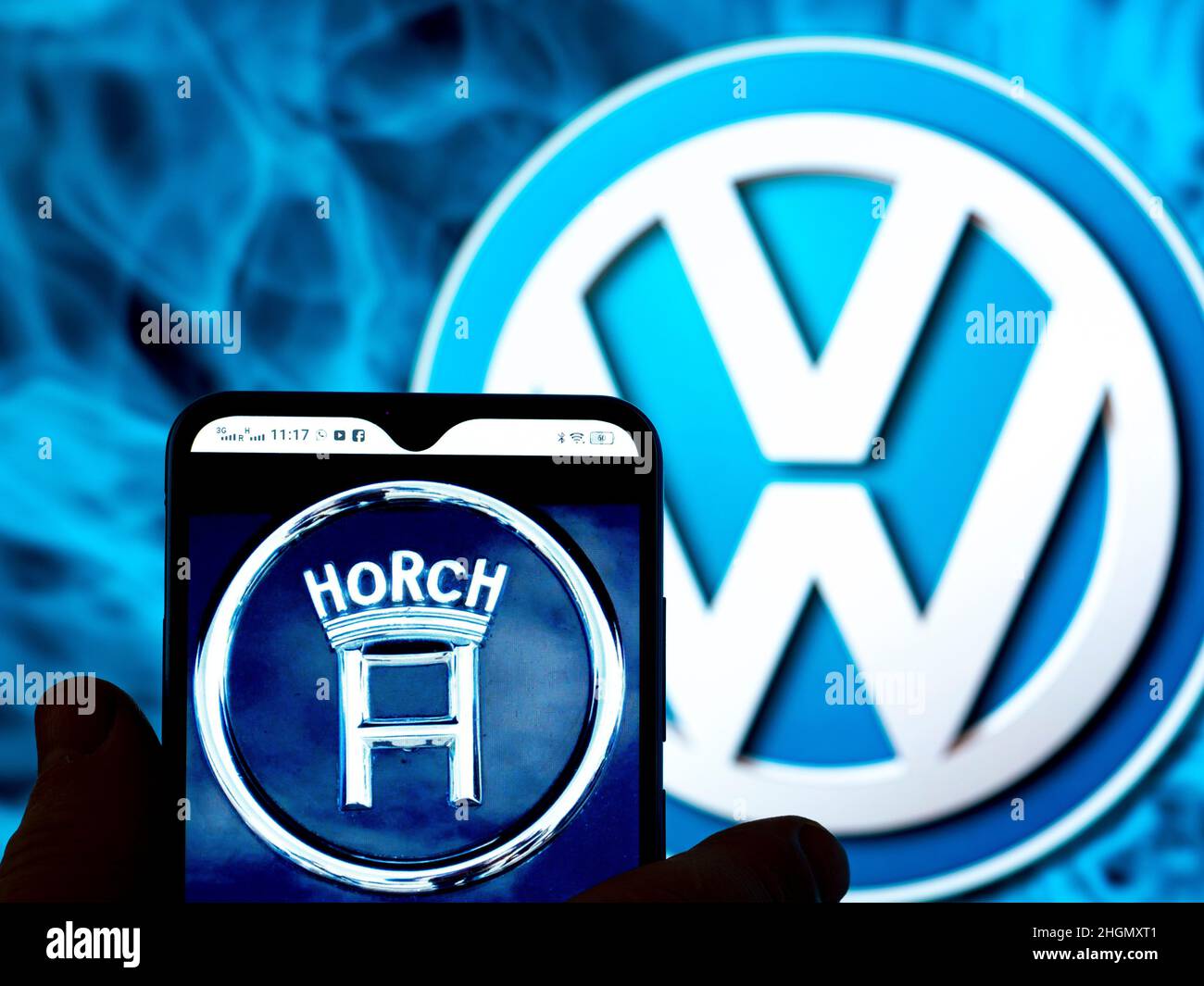 In this photo illustration, the Horch AG logo is seen displayed on a ...