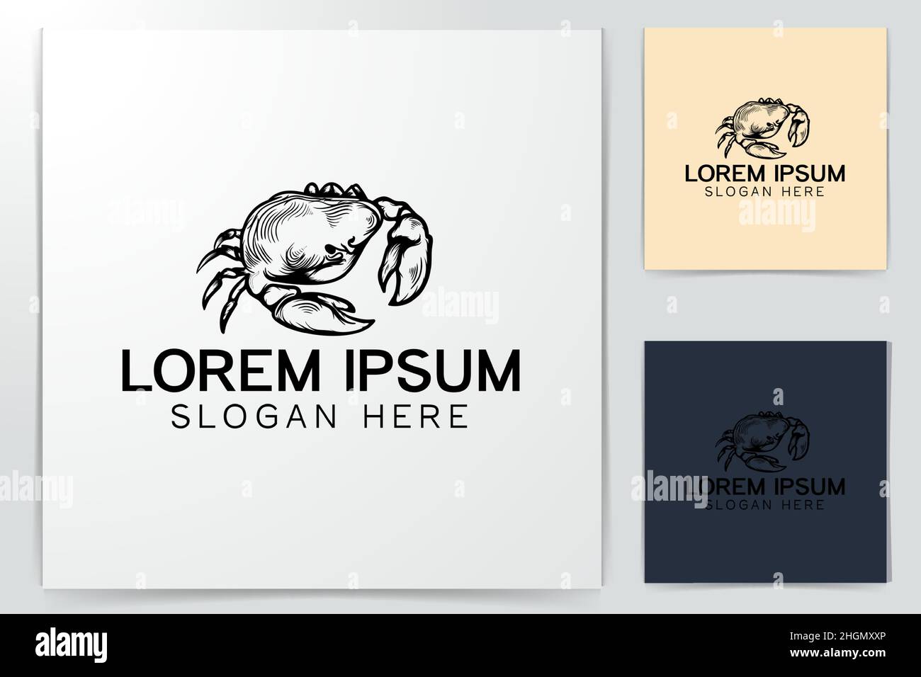 Hand Drawn crab Logo Designs Vector Illustration Stock Vector Image ...