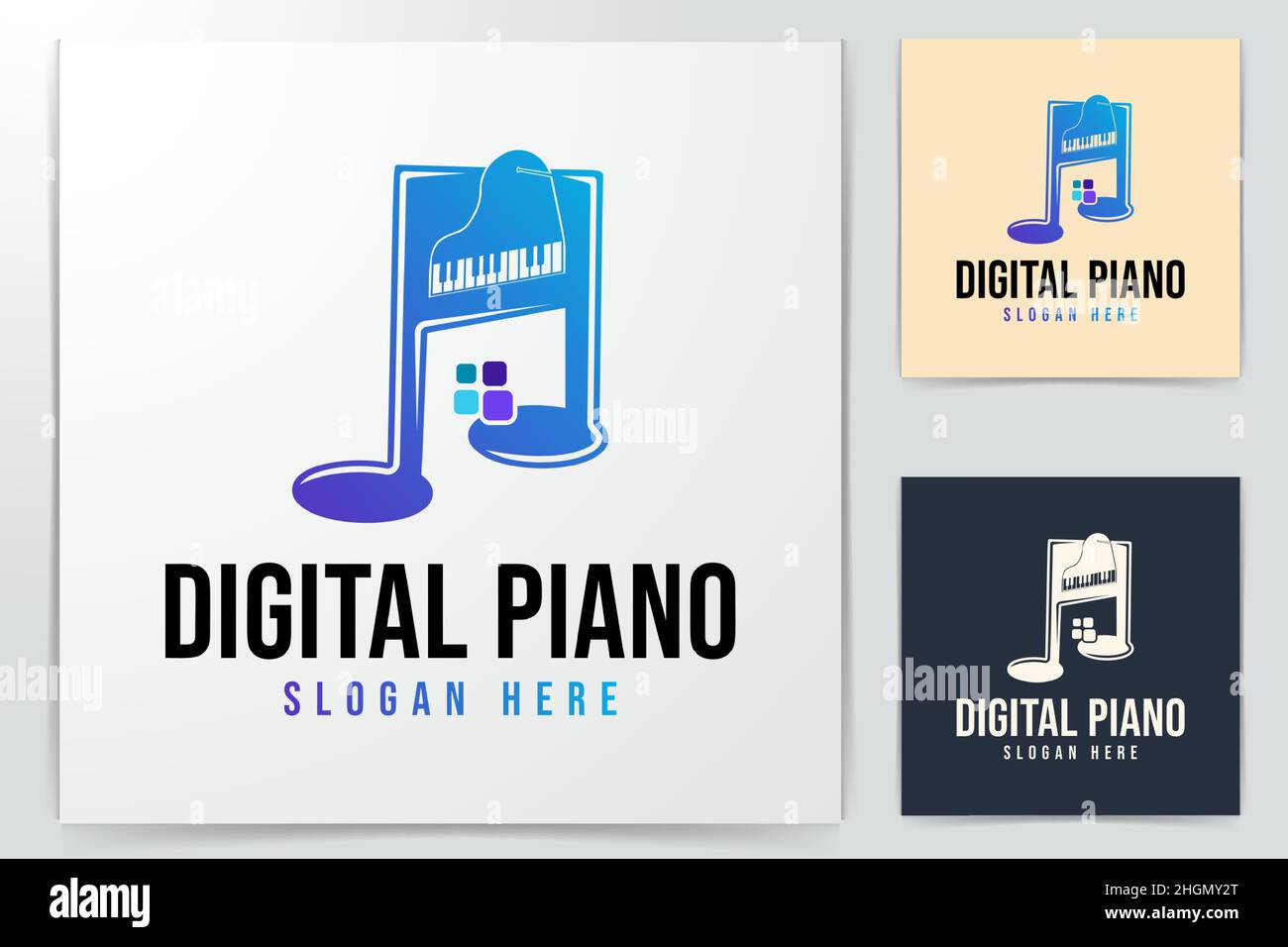 Digital piano note logo Ideas. Inspiration logo design. Template Vector ...