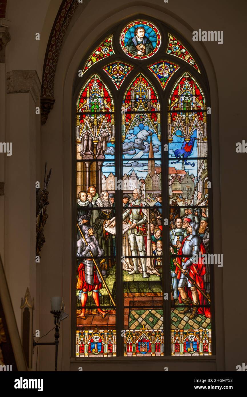 Riga, Latvia. Stained Glass Windows Of The Riga Dom Dome Cathedral ...