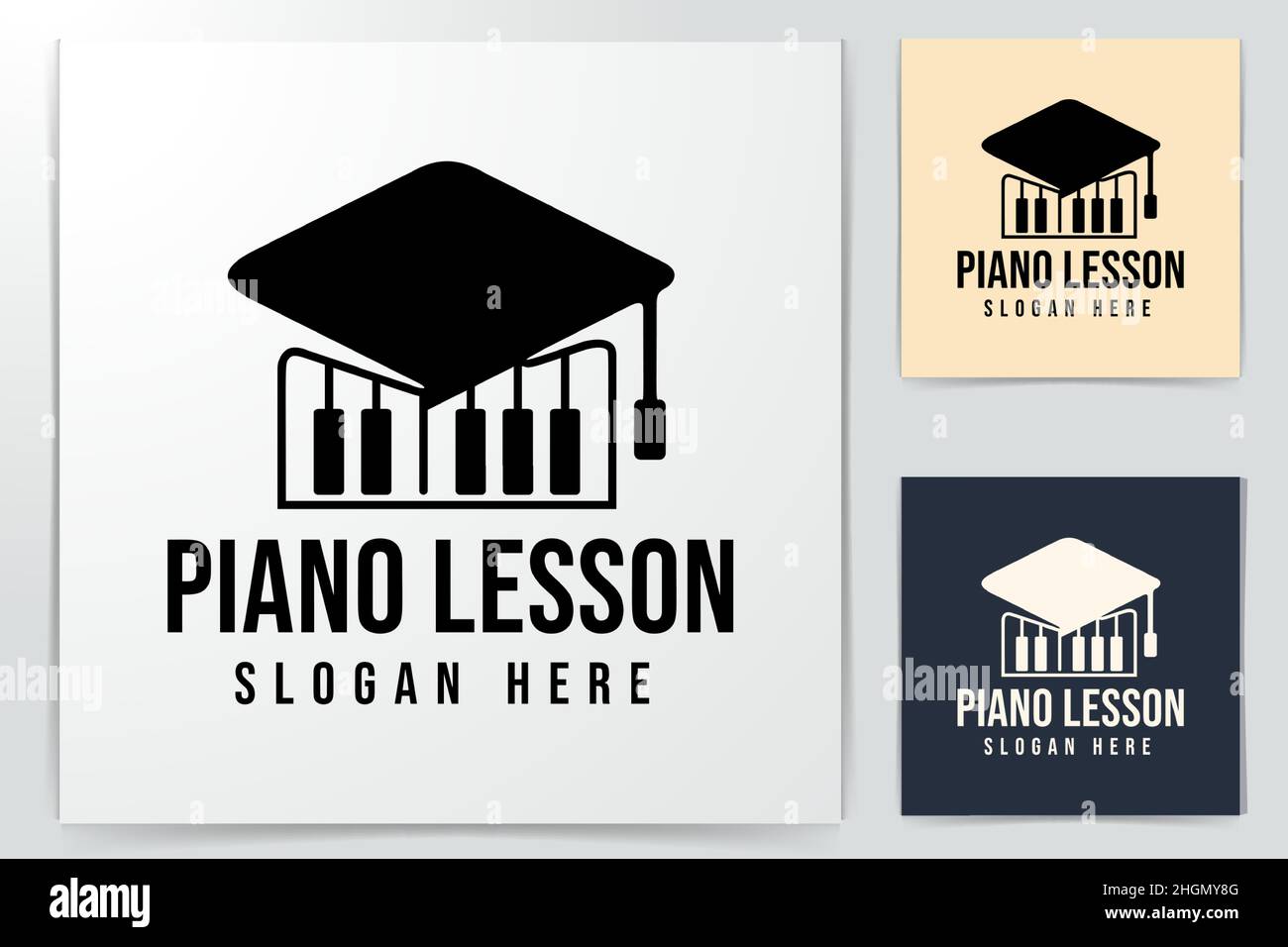 Piano lesson logo Ideas. Education Hat and keyboard. Inspiration logo ...
