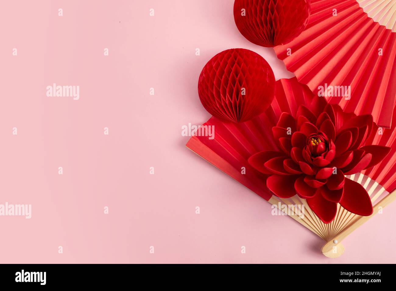Abstract background with hand paper fan for product presentation Stock ...