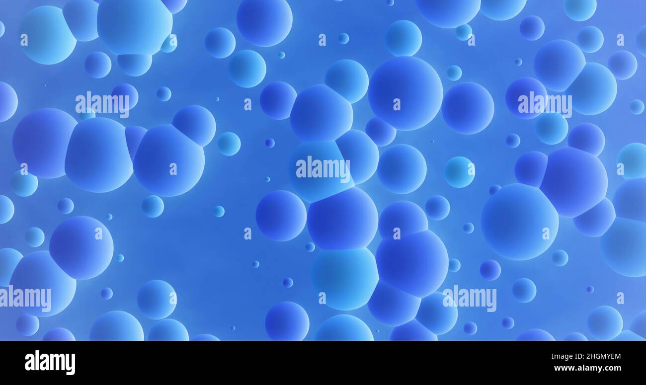 3d render. blue background texture bubbles balls geometric backdrop ...