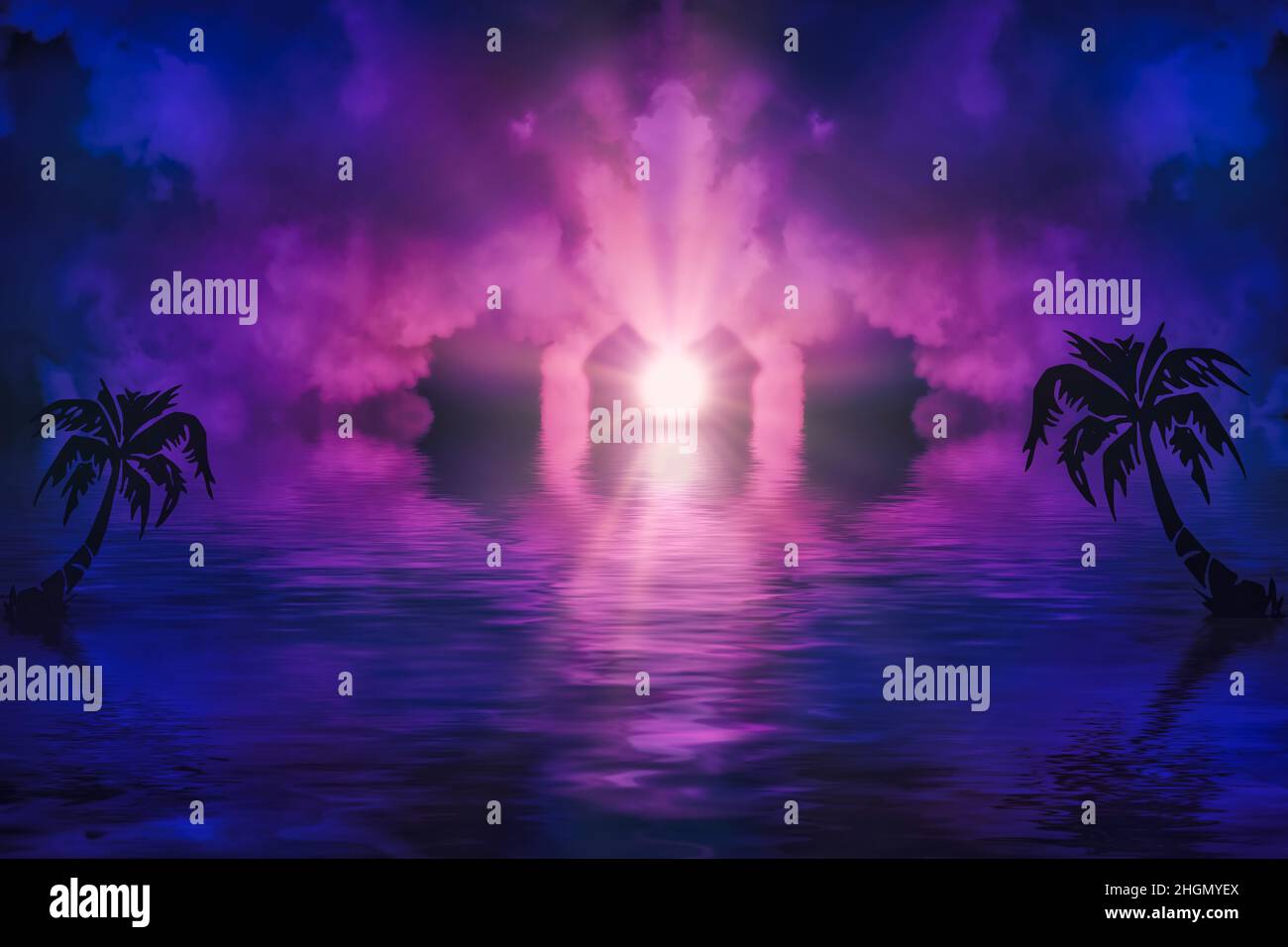 3d render. Paradise is a fantastic beautiful simple landscape ...