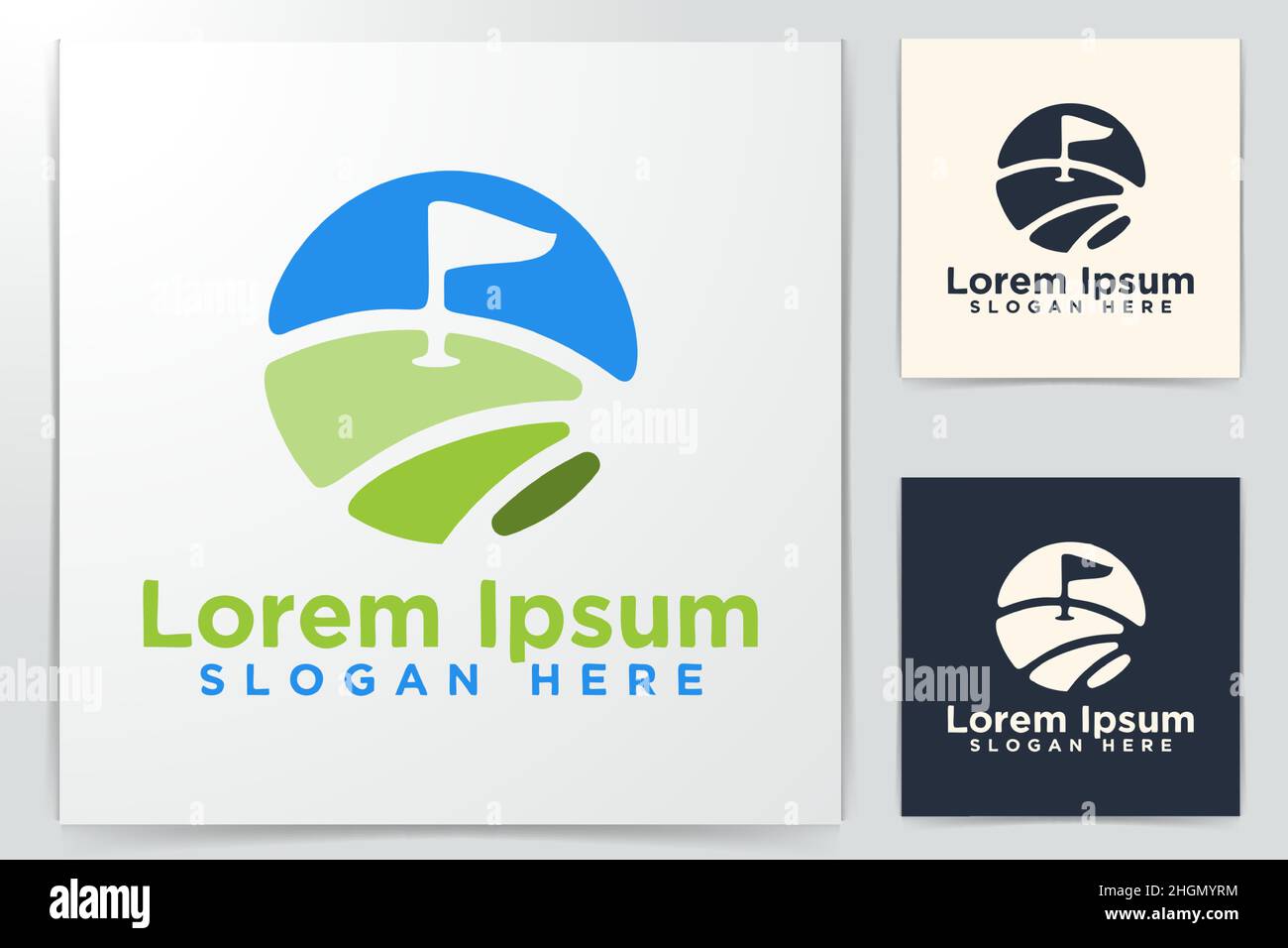 Flag, hills, Golf Logo Designs, Vector Illustration Stock Vector Image ...