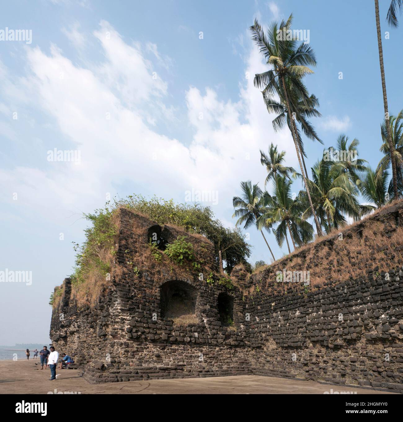 The abandoned ruins of Revdanda fort lies on the sea shore near Alibag ...