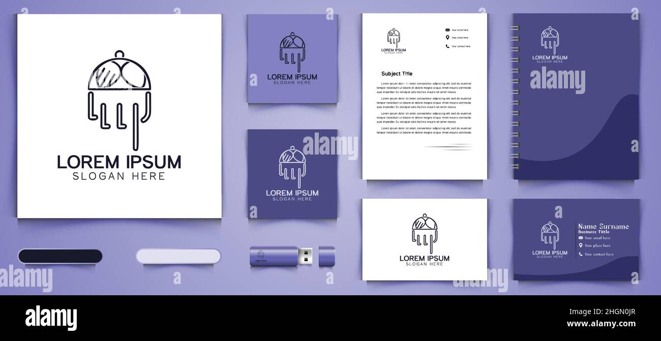 restaurant plate and hand logo business branding package template ...