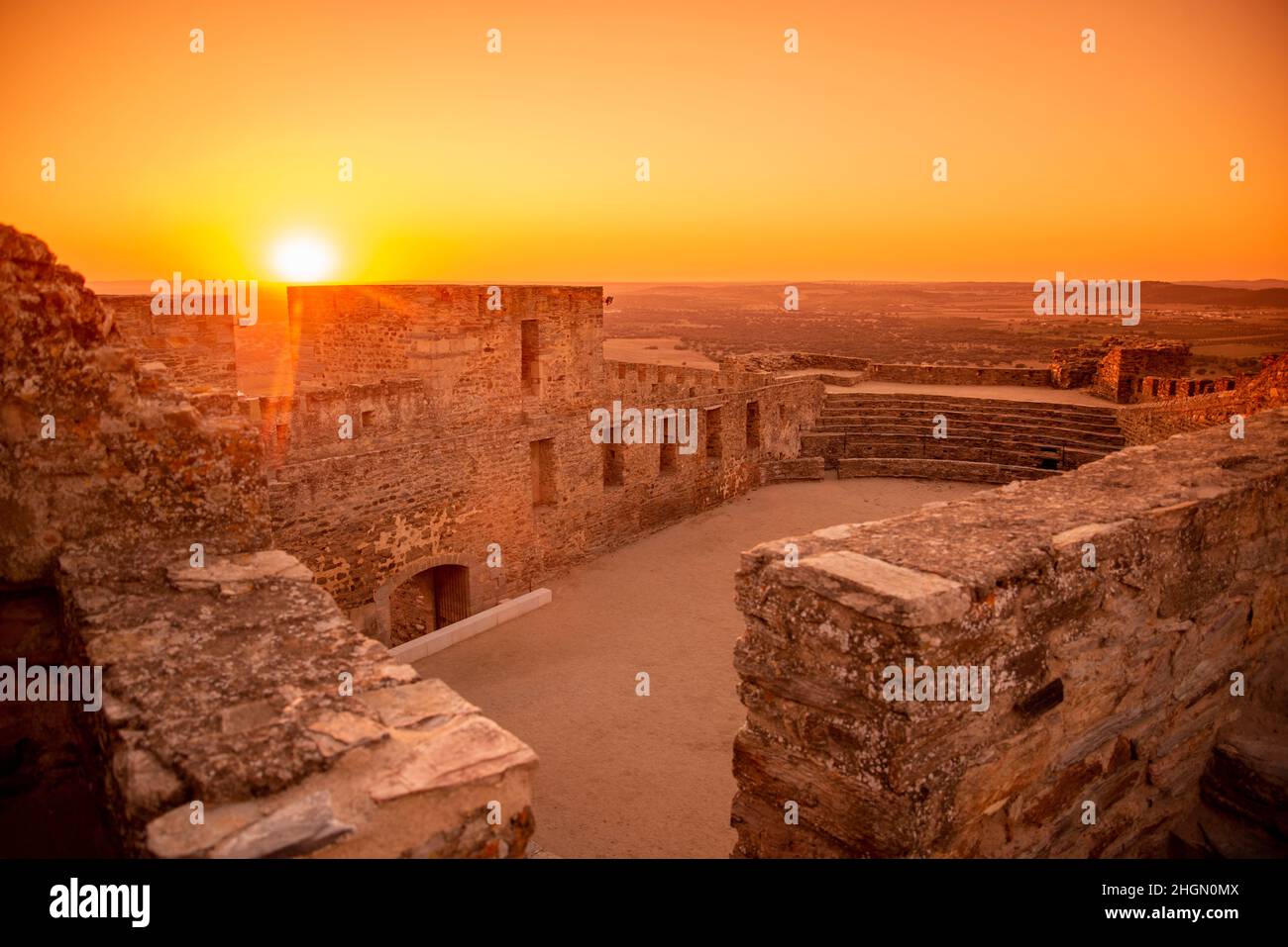 the Castelo at the Village of Monsaraz on the Lago do Alqueva of the ...