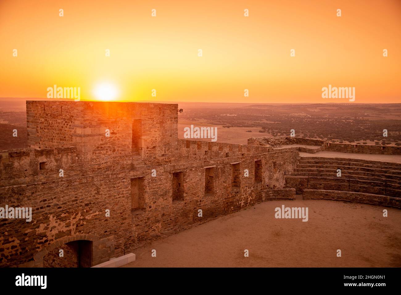 the Castelo at the Village of Monsaraz on the Lago do Alqueva of the ...