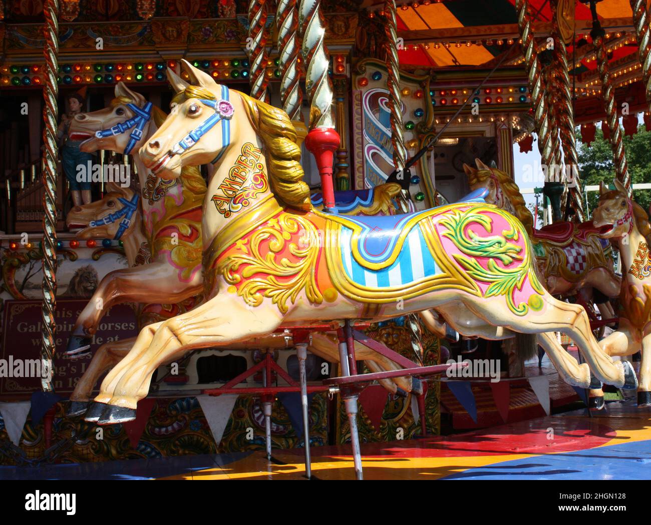 A Colourful Carousel Horse on a Fun Fair Ride Stock Photo - Alamy